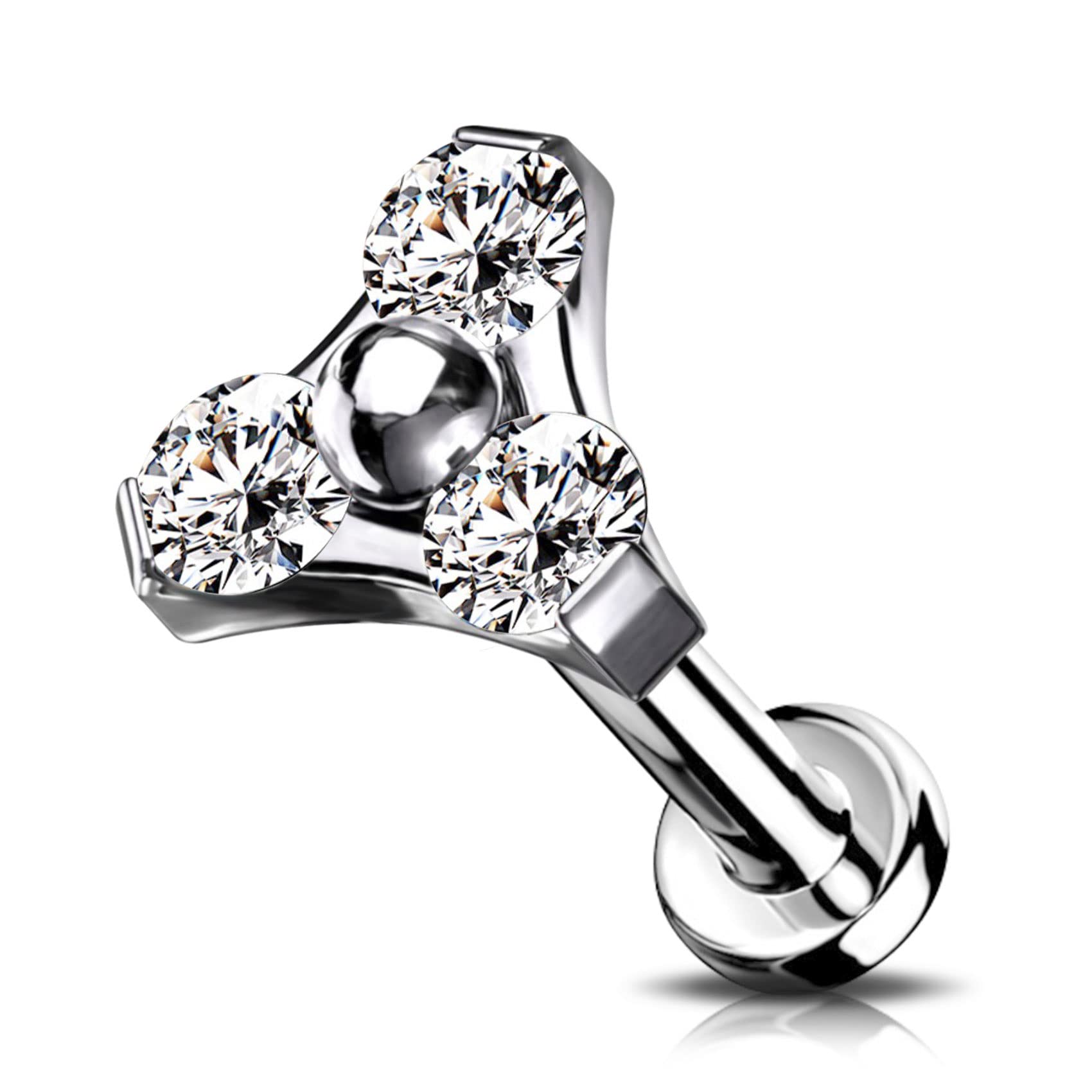 Mooncrush Jewelry G23 Titanium Cartilage Earring 16G Labret Stud Medusa Lip Ring Internally Threaded Tragus Helix Monroe Piercing Surgical Steel