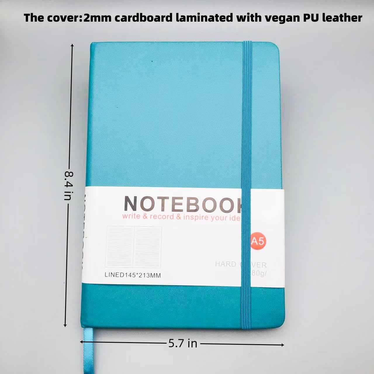 Hianan Journal Notebook,Line Ruled,Hardcover with PU Leather,200 Pages, A5 Medium 5.7 x 8.4 inches,80gsm quanlity Thick Paper (ROBIN BLUE)