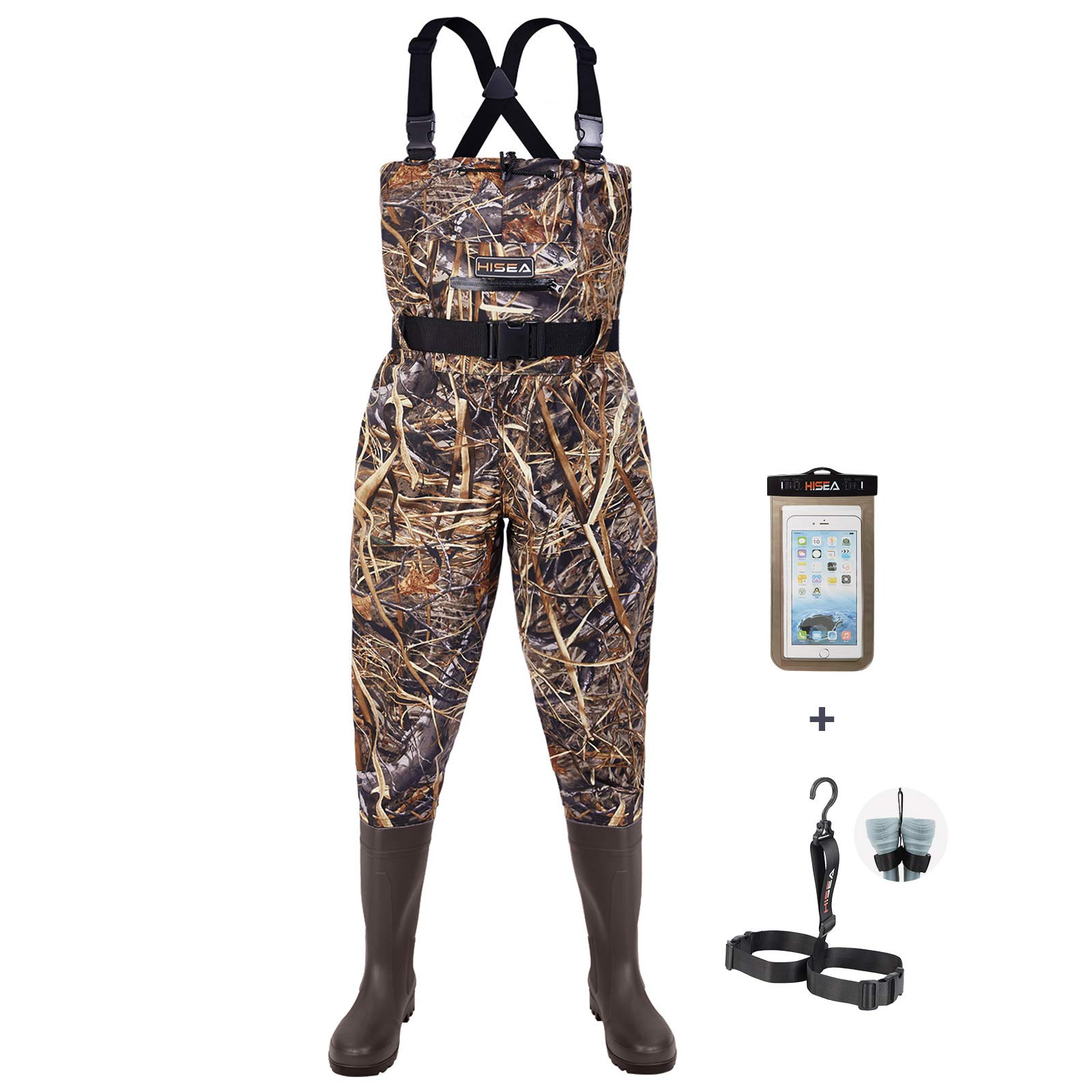 HISEA Upgrade Chest Waders Fishing Waders for Men with Boots Waterproof Lightweight Bootfoot Cleated 2-Ply Nylon/PVC