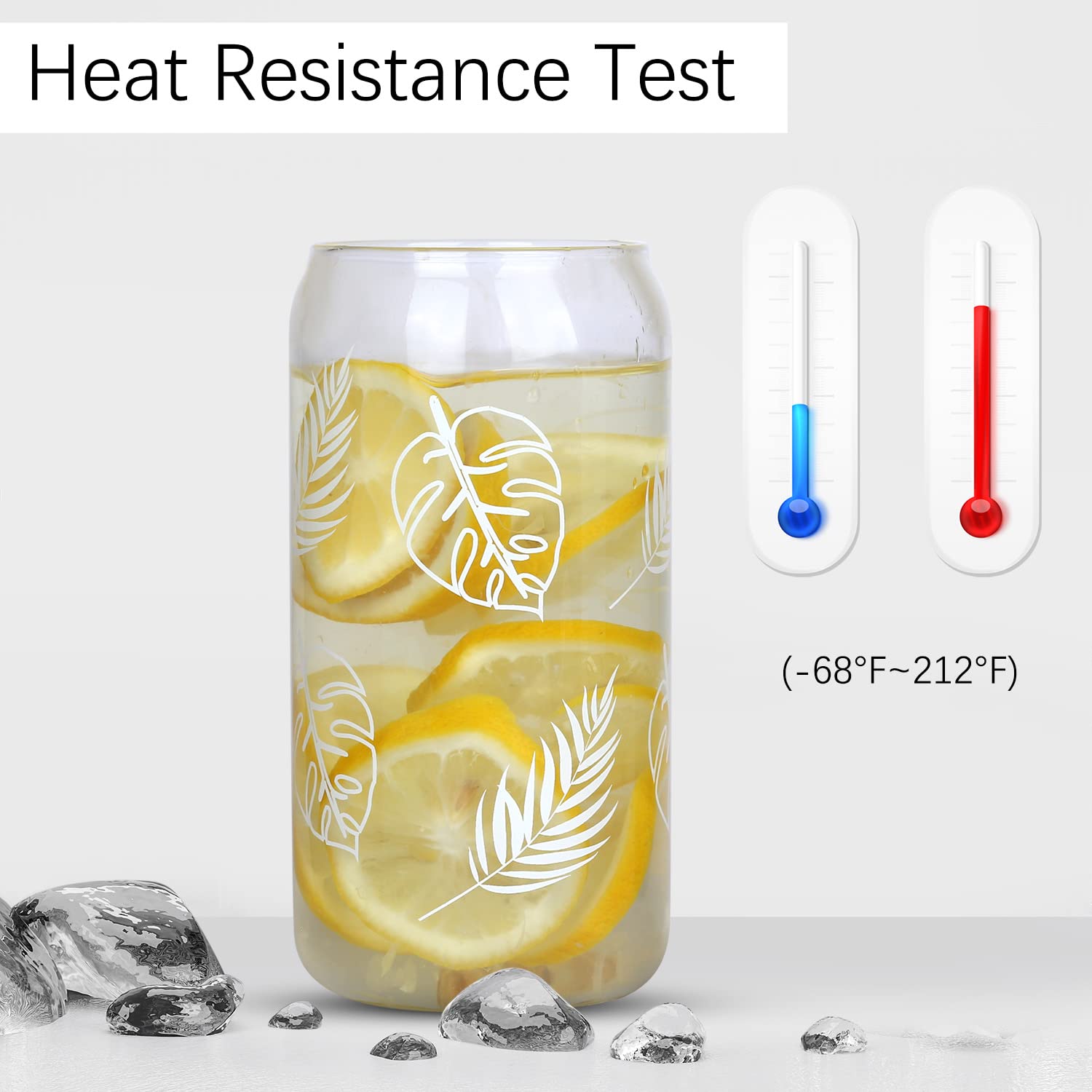 KAUND Ice Coffee Cup with Bamboo Lids and Glass Straw,16oz Sublimation Boho Printed Beer Can Glasses,Ideal for Cocktails,Whiskey,Beer,Soda and Gifts(C01-rainbow