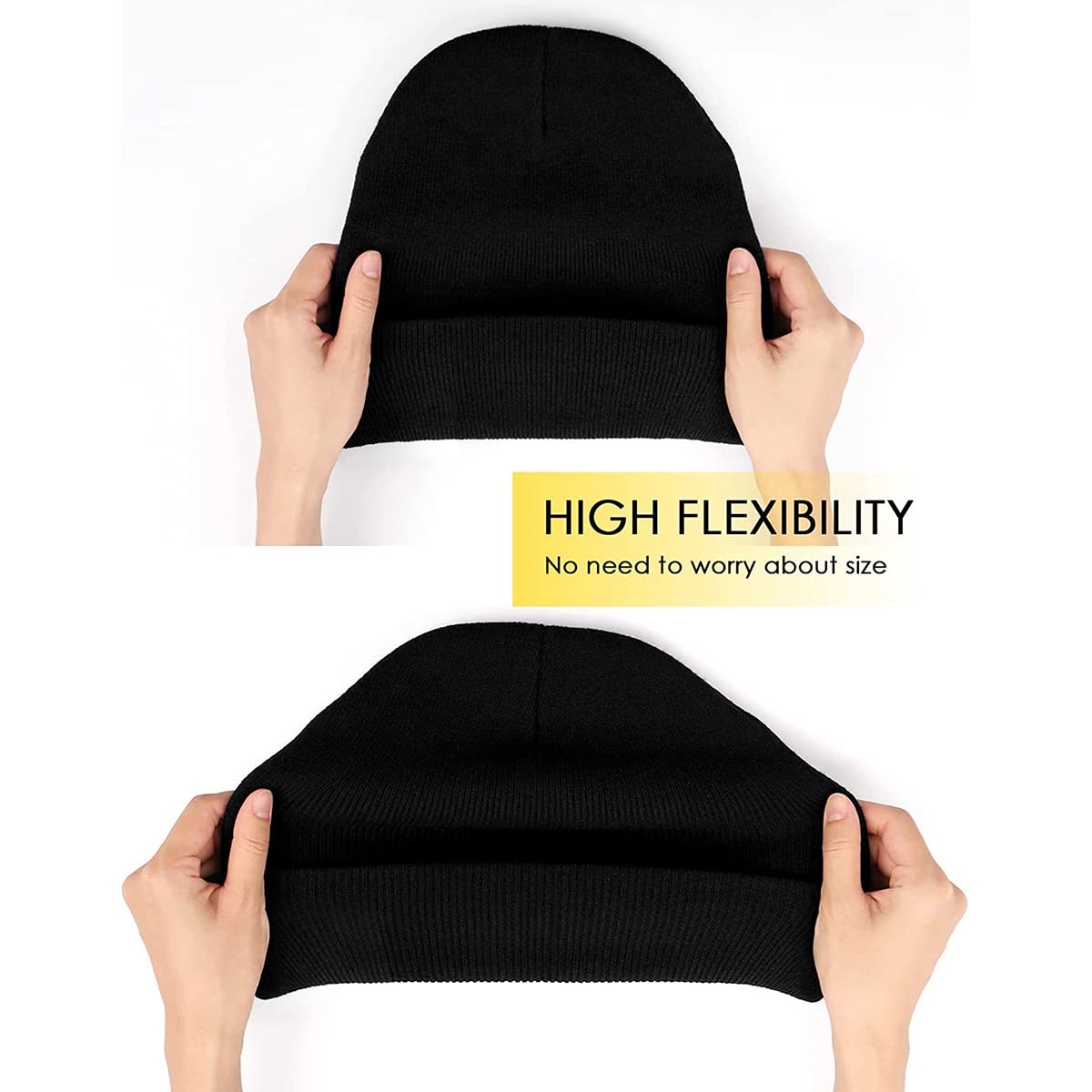 LCZTN 4 Pack Winter Ski Beanie Hat for Men&Women,Warm Fisherman Cuffed Knit Cap Unisex (4 Pack Black)