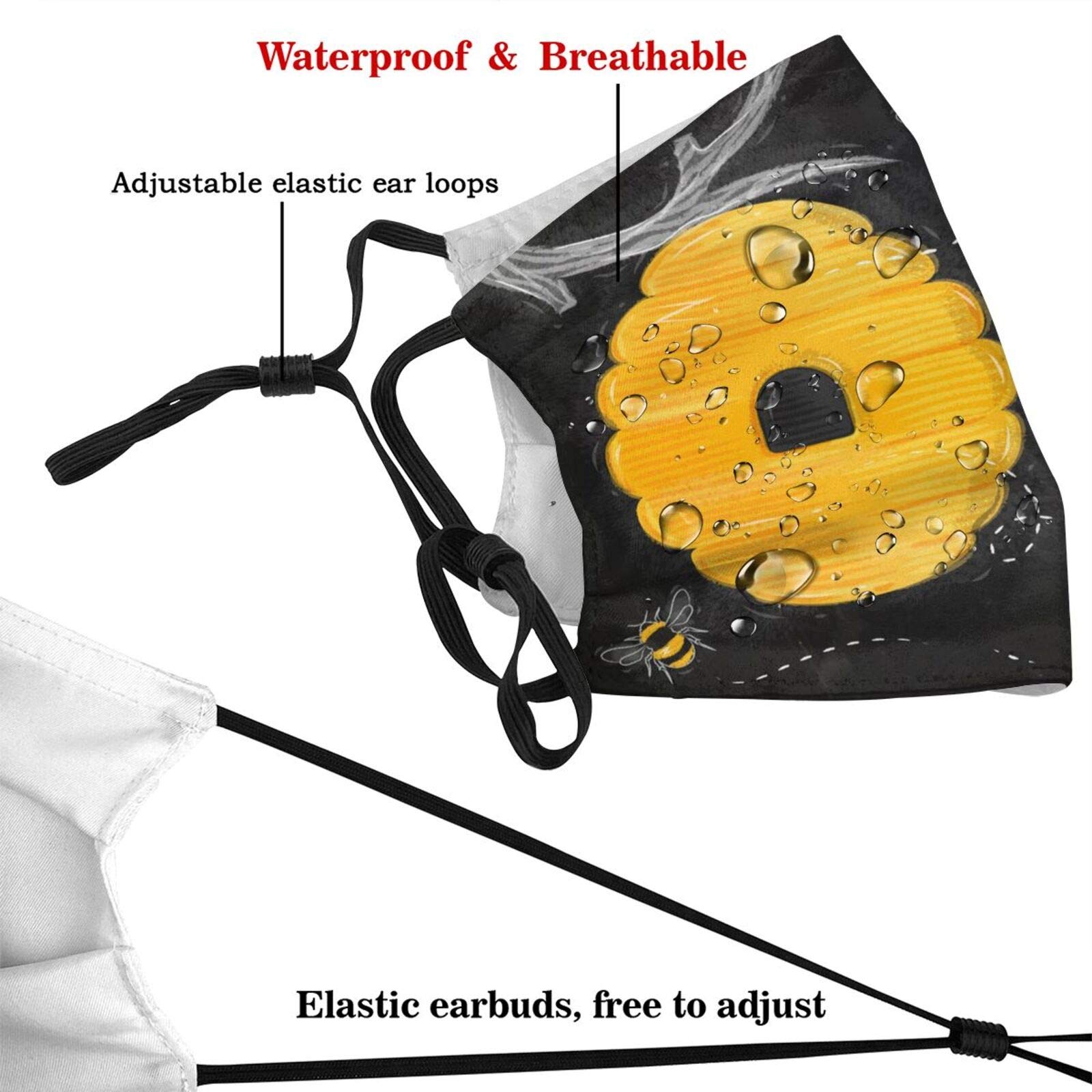 Honey Bee Chalk Face Mask Unisex Balaclava Mouth Cover With Filter Windproof Dustproof Adjustable Mask