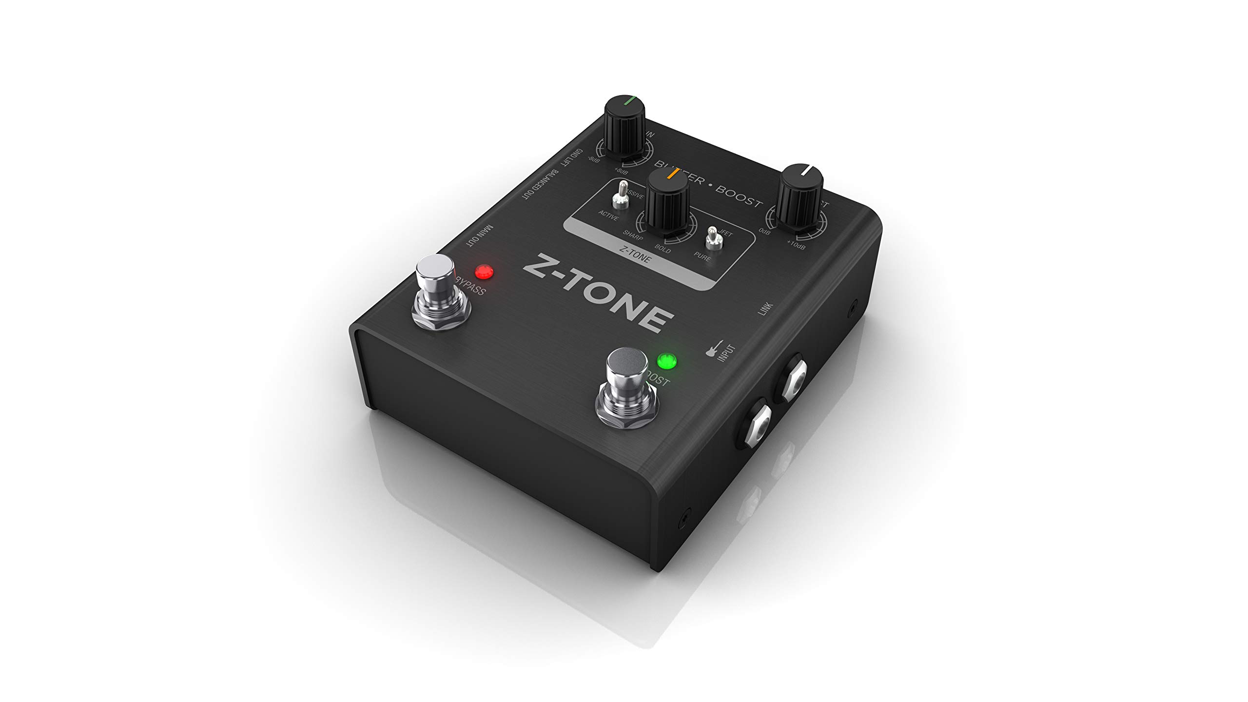 IK Multimedia Z-Tone Buffer Boost guitar preamp pedal with boost, Active/Passive pickup selector, switchable PURE/JFET Channels, true bypass and DI out for reamping/live use