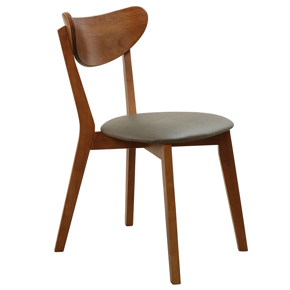 HIPIHOM Solid Wood Living Room Dining Chair Walnut Finish with Elastic Foam Mat for Desk Home (2-Pack)