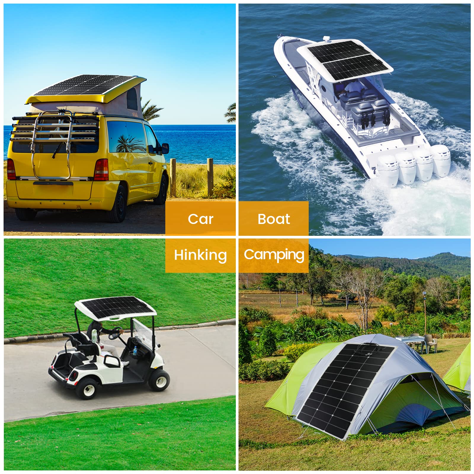 HIMINO 120 Watt Flexible Solar Panel Kit, 18 Volt Monocrystalline Semi-Flexible Bendable Mono Off-Grid Charger for Car, RV, Boat, Cell Phone & More
