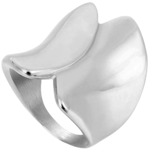 Jude Jewelers Stainless Steel Bulky Butterfly Style Statement Cocktail Party Ring (Silver, 7)
