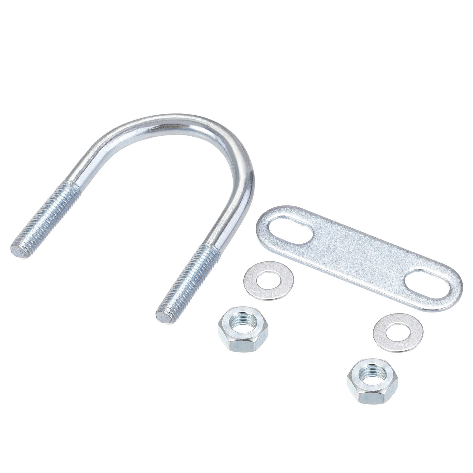 METALLIXITY U Bolts 2 Sets (M8x42x75mm), Round U Bolt Steel with Nut and Plate - for Construction, Pipe