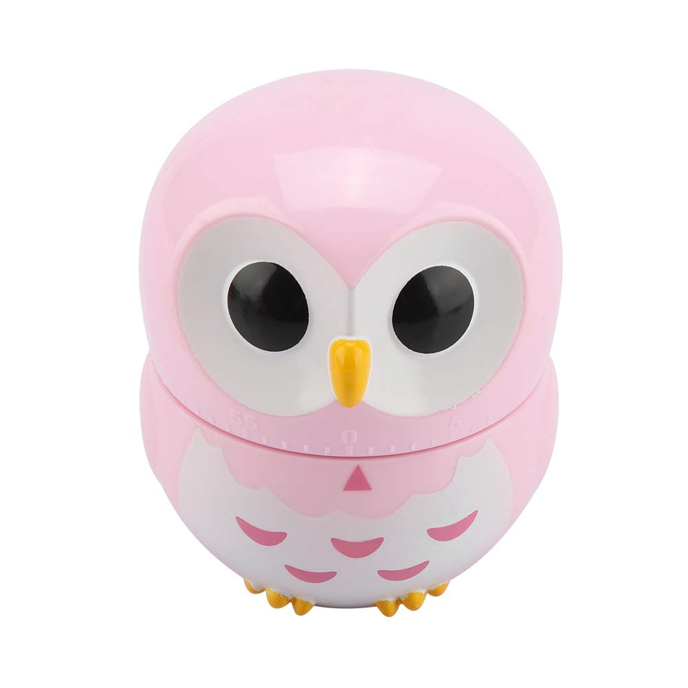 Manual Timer Cute Owl Shape Kitchen Manual Timer Mechanical Home Cooking Counters Clock(Pink)