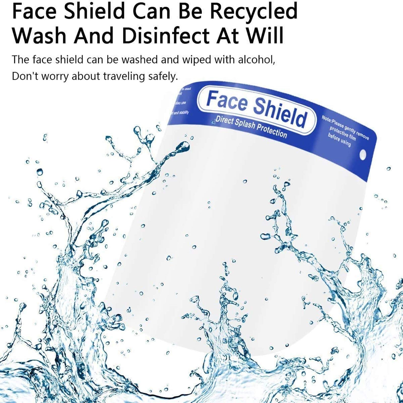HUHETA 5 Pack Kids Face Shield, Safety Children Face Shield, Transparent Anti-Fog Face Mask with Clear Visor, Face and Eye Protection, Vacuum Packaged (Blue)