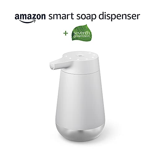 Introducing Amazon Smart Soap Dispenser, automatic 12-oz dispenser with 20-second timer bundle with Seventh Generation Hand Soap Refill, Free & Clear Unscented, 24 oz, 3 Pack (Packaging May Vary)