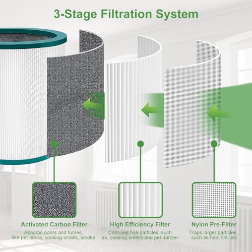 NXBHG TP01 TP02 Replacement Filter 2 Pack Compatible with Dyson Pure Cool Link TP01, TP02, TP03, BP01, AM11 Tower, NXBHG 360° True Filter, Compare to Part # 968126-03