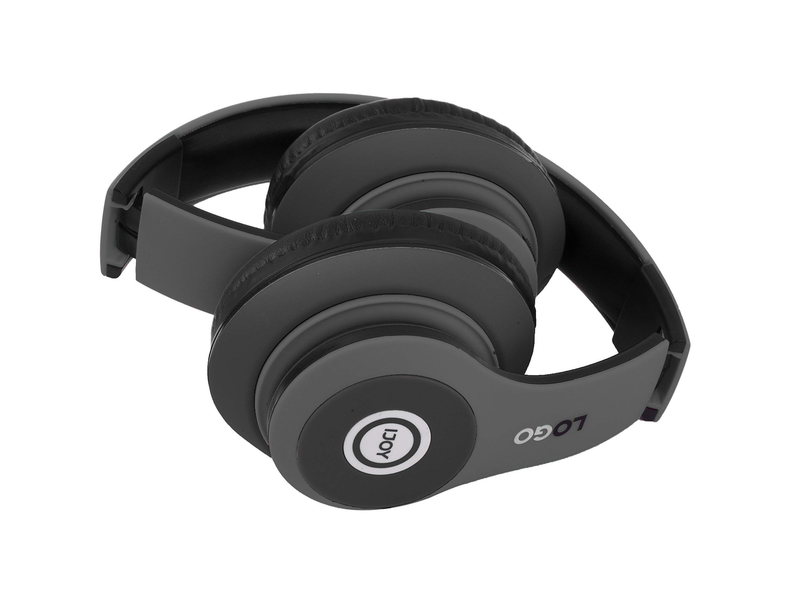 iJoy Matte Finish Premium Rechargeable Wireless Headphones Bluetooth Over Ear Headphones Foldable Headset with Mic (Stealth) (Renewed)