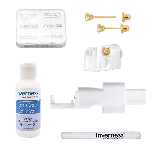 Inverness Home Ear Piercing Kit with 3 mm Cubic Zirconia Stud Earrings in 14K Yellow Gold