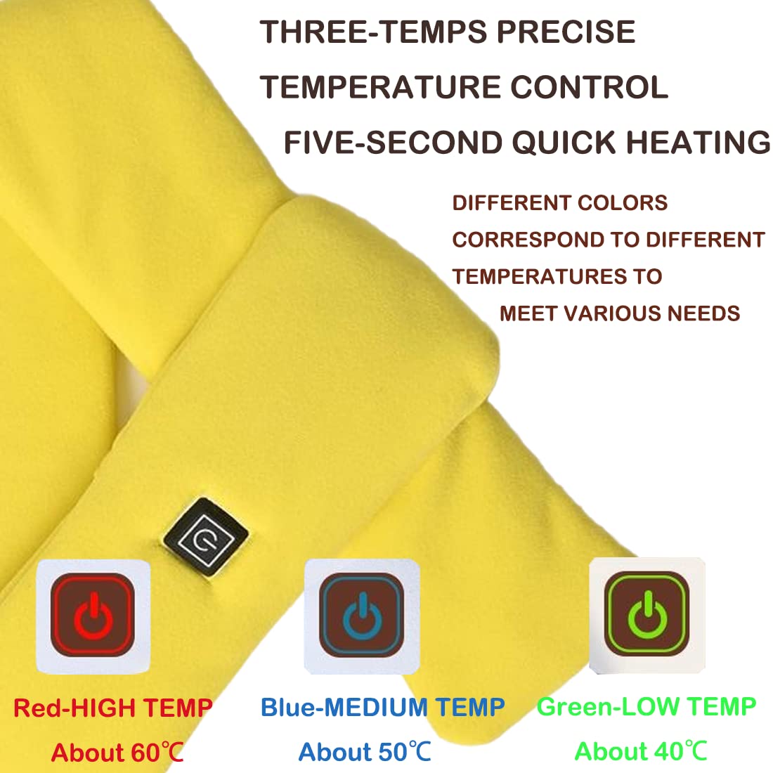 hYwecy Neck Heating Pad Heated Scarf-Three Temp Setings-Heating Scarf for Men/Women (black)