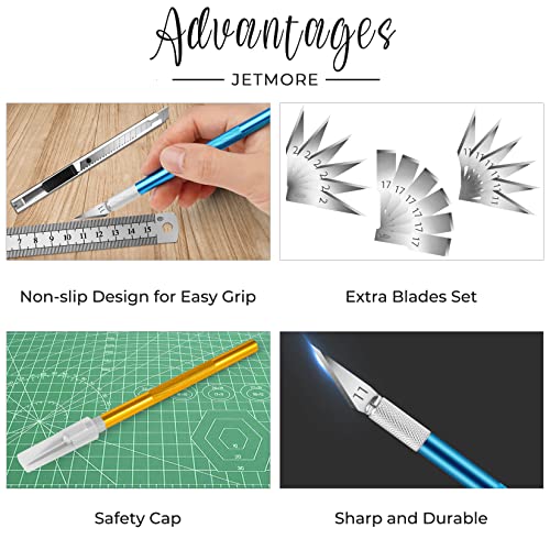 Jetmore 94 Pack Exacto Knife Craft Knife Kit, 2 Precision Exacto Knife Set, 80PCS #2/#11/#17 Hobby Knife Blades with Storage Case, Exacto Knife for DIY, Art Work, Cutting, Carving