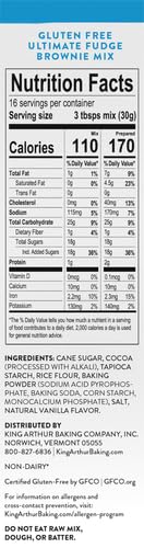 King Arthur, Gluten Free Fudge Brownie Mix, Certified Gluten-Free, Non-GMO Project Verified, Certified Kosher, 17 Ounces