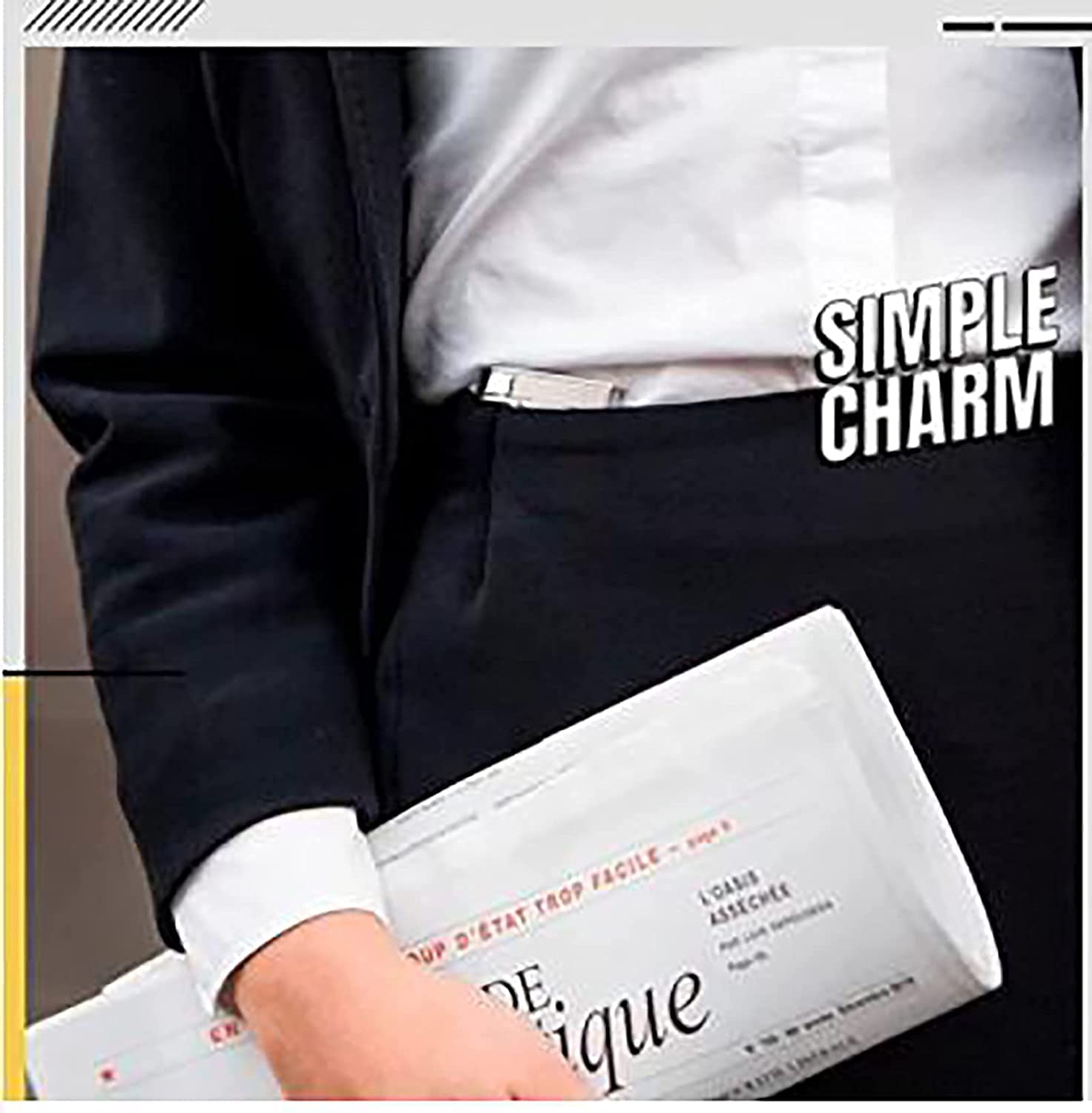 Invisible Belt Multi-Function Belt Clip Lazy Belt Cordless Buckle Belt tighten the waistband, Unisex (Silver)