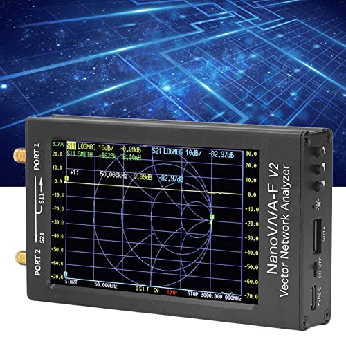 Oumefar Vector Network Analyzer, Full Touch Screen HF VHF UHF Antenna Analyzer Shielding Electromagnetic Interference with Aluminum Case for Short Precisionmeasuring