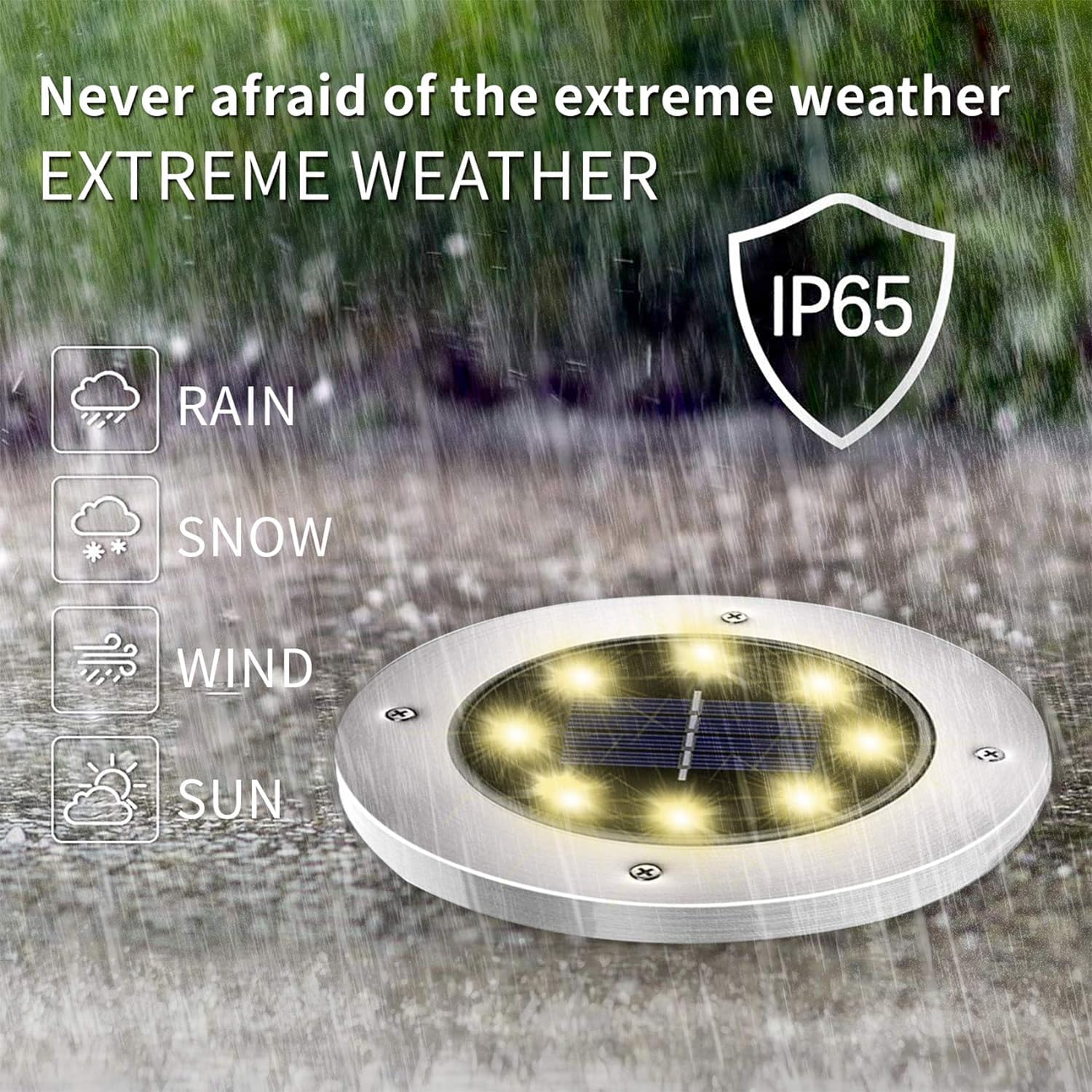 INCX Solar Ground Lights, 8 LED Garden Lights Solar Powered,Disk Lights Waterproof In-Ground Outdoor Landscape Lighting for Patio Pathway Lawn Yard Deck Driveway Walkway,Warm White 8 Packs