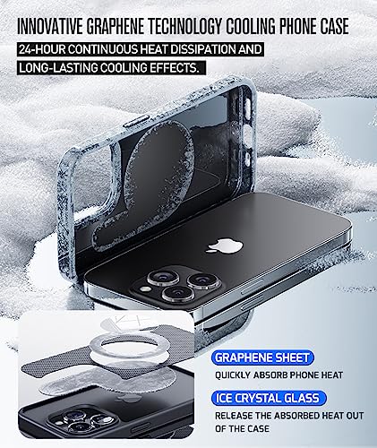 VALUEAGLE Graphene Cooling Case for iPhone 14 Pro Max Case [Strong Magnetic] [Compatible with MagSafe] [360°Military Grade Protection] [24h Self-Circulating Cooling] (6.7inch Black