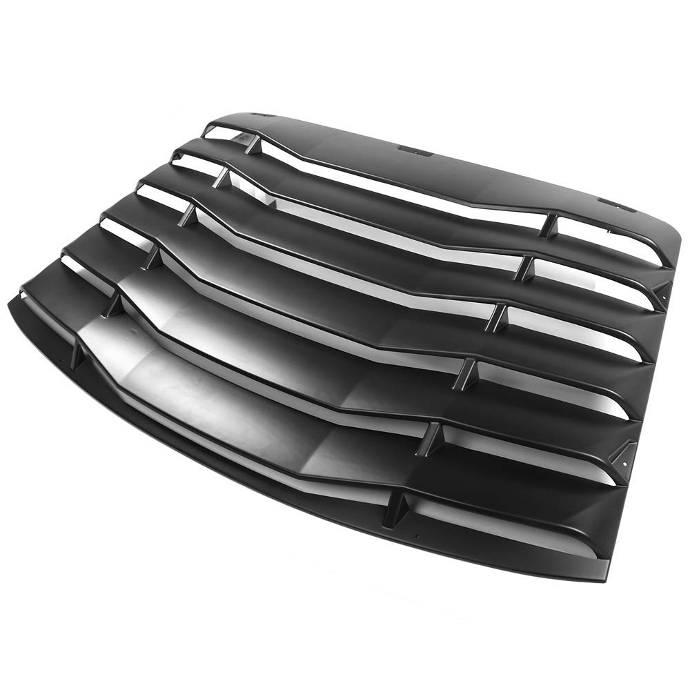 IKON MOTORSPORTS, Window Louver Compatible with 1999-2004 Ford Mustang, IKON Style ABS Rear Sun Shade Windshield Cover Black