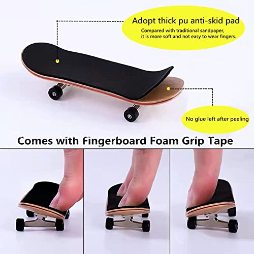 Mini Finger Skateboards Toys, Wooden Fingerboard, Professional Finger Board Ultimate Sport Training Props with Fingerboard Non Slip Foam Grip Tape, Screwdriver(Finger Skateboard Pattern Random)