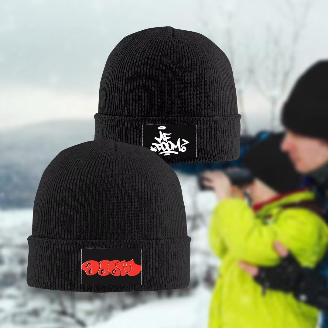 MF Doom Beanie Hat Warm Knit Beanies for Mens Womens Winter Hats Adult Caps Black