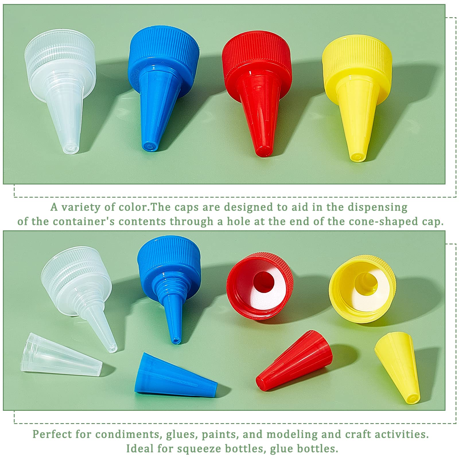 PH PandaHall 40pcs 24/410 Twist Caps Squeeze Bottle Cap Finish Plastic Bottle Caps Dispensing Cap Replacement Caps for Yorker Squeeze Bottles Glue Bottles, Neck Diameter: 26.5mm