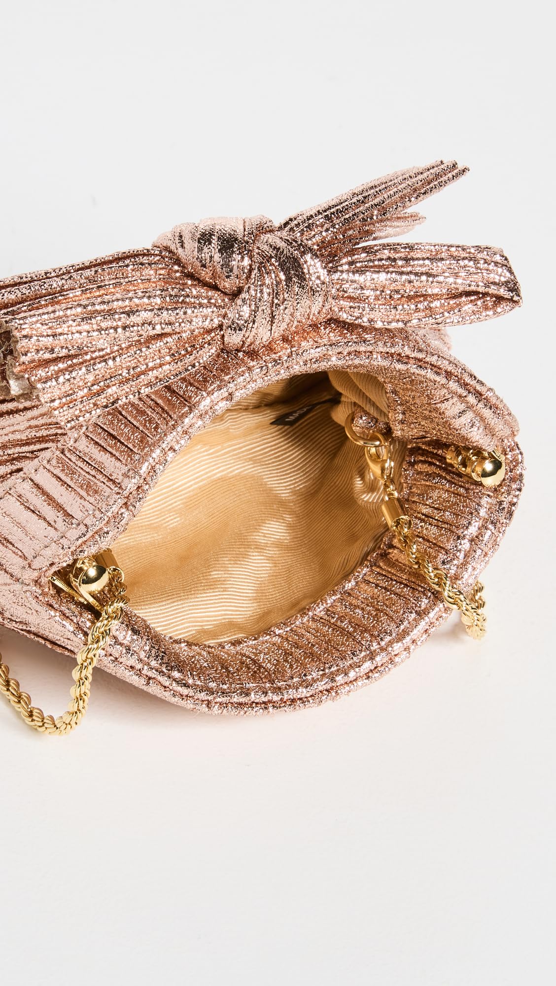 Loeffler Randall Women's Rochelle Mini Pleated Frame Clutch with Bow, Dune, Metallic, Pink, One Size