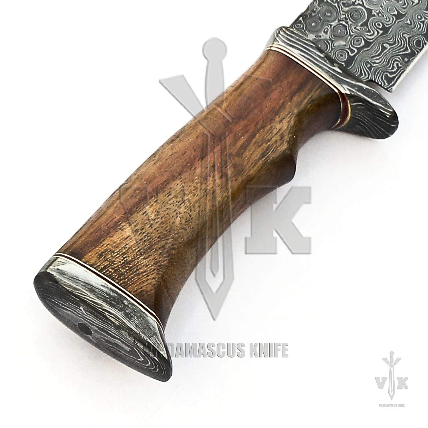 JNR Traders Damascus Steel Full Tang Fixed Blade Hunting Knife with Leather Sheath - 2359