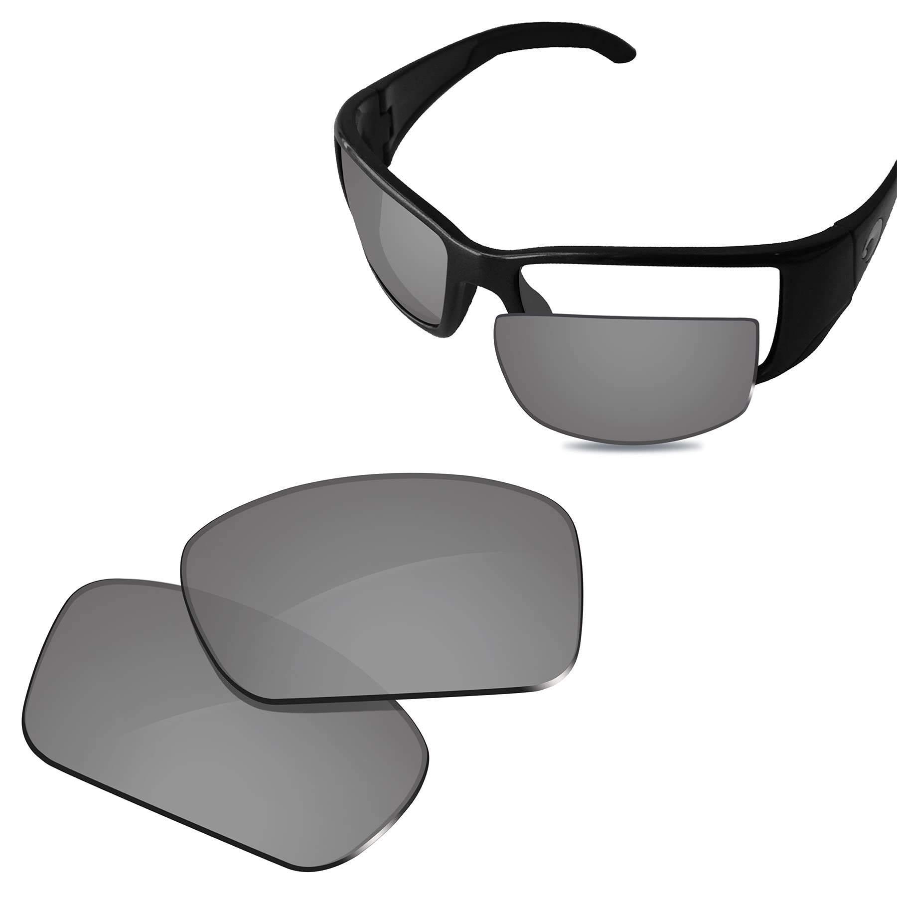Glintbay 100% Precise-Fit Replacement Sunglass Lenses for Costa Del Mar Blackfin - Polarized Metallic Silver Mirror