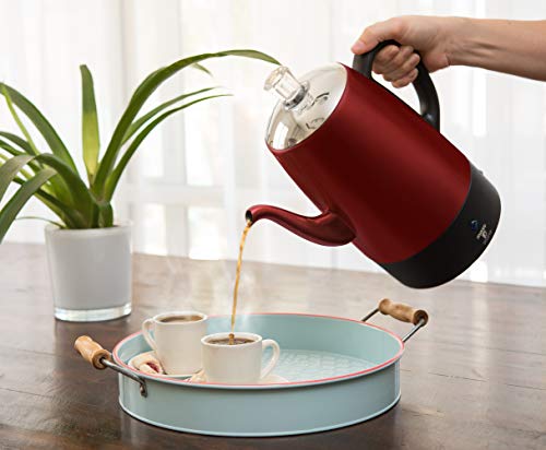 Moss & Stone Electric Coffee Percolator, Red Body with Stainless Steel Lid Coffee Maker, Percolator Electric Pot, Red Camping Coffee Pot 10 Cups