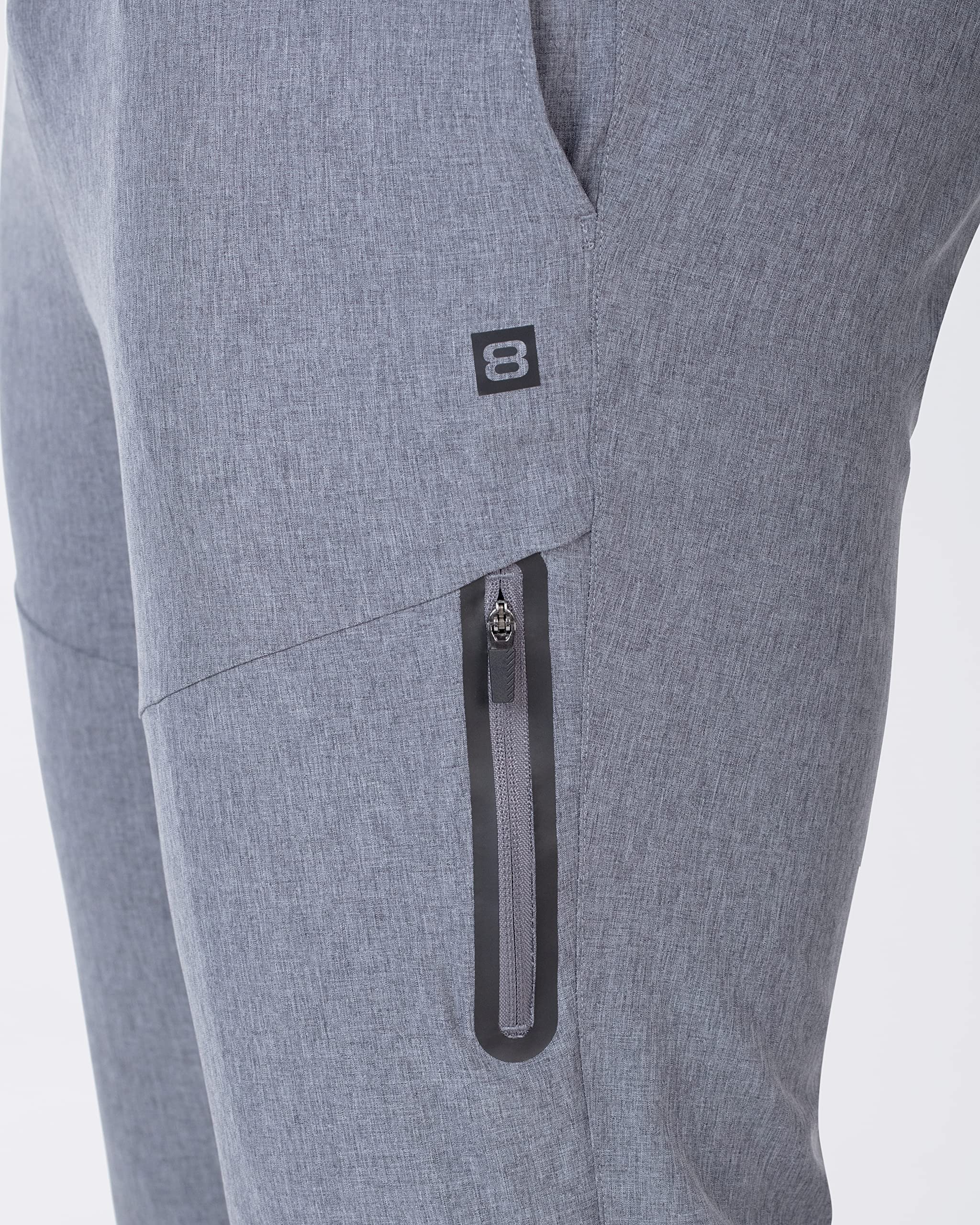 Layer 8 Men’s Joggers Woven Lightweight Athletic Gym to Work Stretch Sweatpants with Pockets and One Zip Pocket (Medium Grey Heather, X-Large)