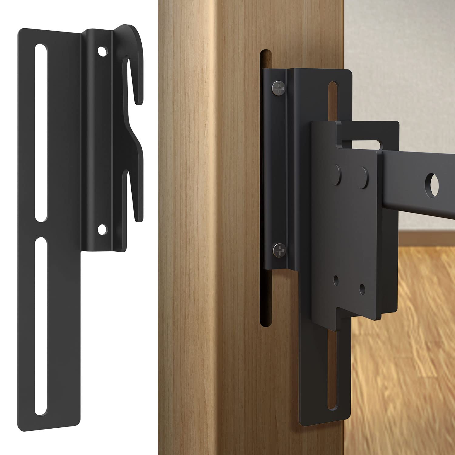 KOPKIO 2Pcs #711 Bed Frame Brackets for Headboard or Footboard,Bolt-On to Hook-On Conversion Brackets Bed Hook Adapter,Headboard Hook Set Extra Heavy Duty,Black