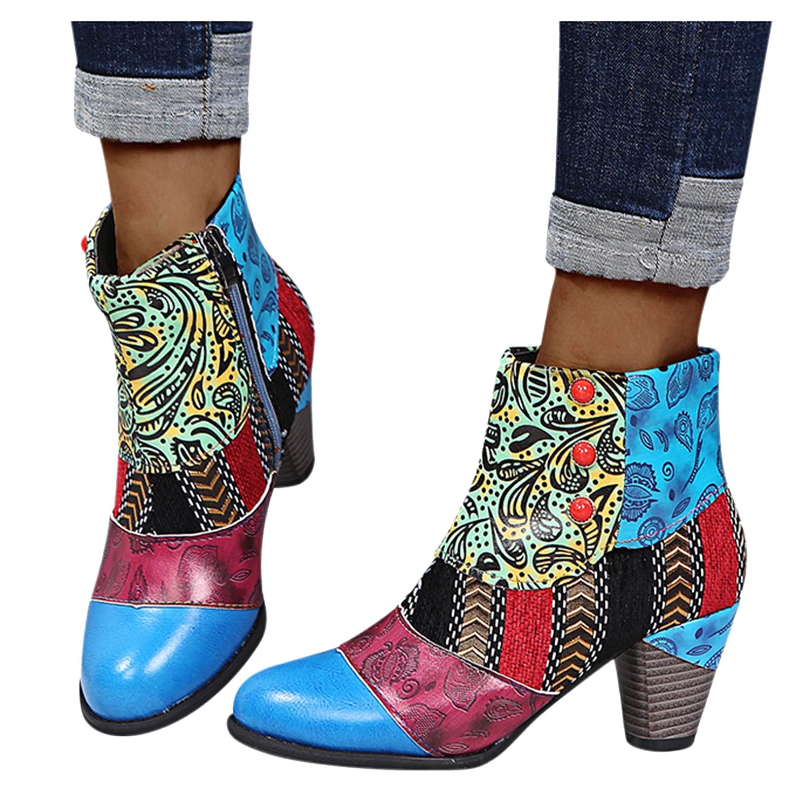Hongxing Erke Rain Boots for Women Waterproof Ankle Rain Shoes for Ladies (Blue, 6.5)