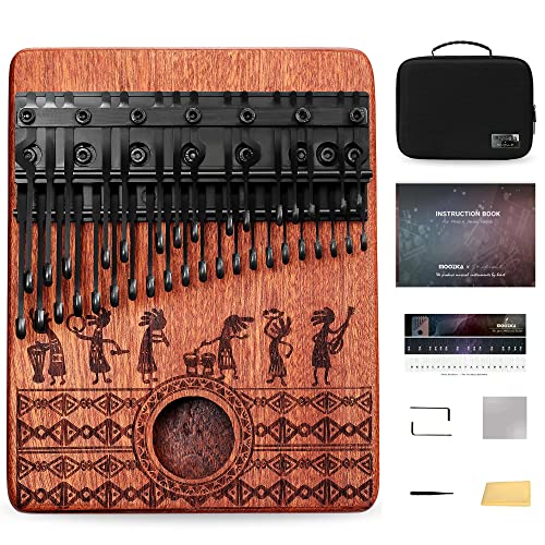 MOOZICA 36 Keys Chormatic Kalimba, Double-layer Piano Layout 36 Tines Professional Kalimba Thumb Piano, Solid Mahogany Kalimba Instrument(BKA36)