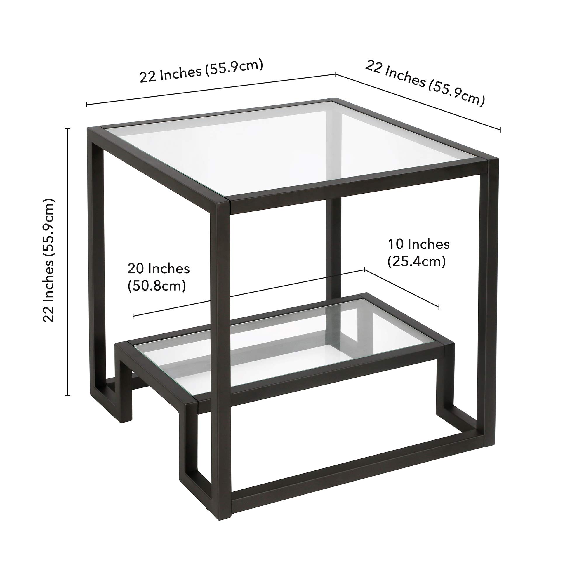 Henn&Hart 22" Wide Square Side Table in Satin Nickel, Table for Living Room, Bedroom