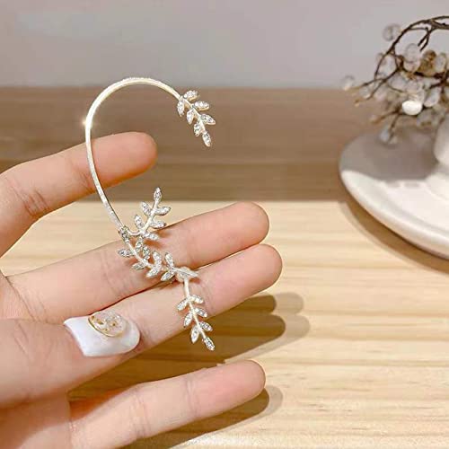 Leaf Ear Cuff Earrings for Women Pierced Zircon Leaf Ear Cuffs Hanging Leaf Earrings Ear Wrap Earrings