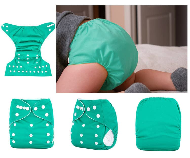 Reusable Cloth Diapers Newborn for Boys and Girls One Size Adjustable Washable Pocket Diaper Cover 6 Reusable Diapers + 6 Charcoal Bamboo Inserts+2 Microfiber Inserts and 1 Reusable Diapers Wet Bag