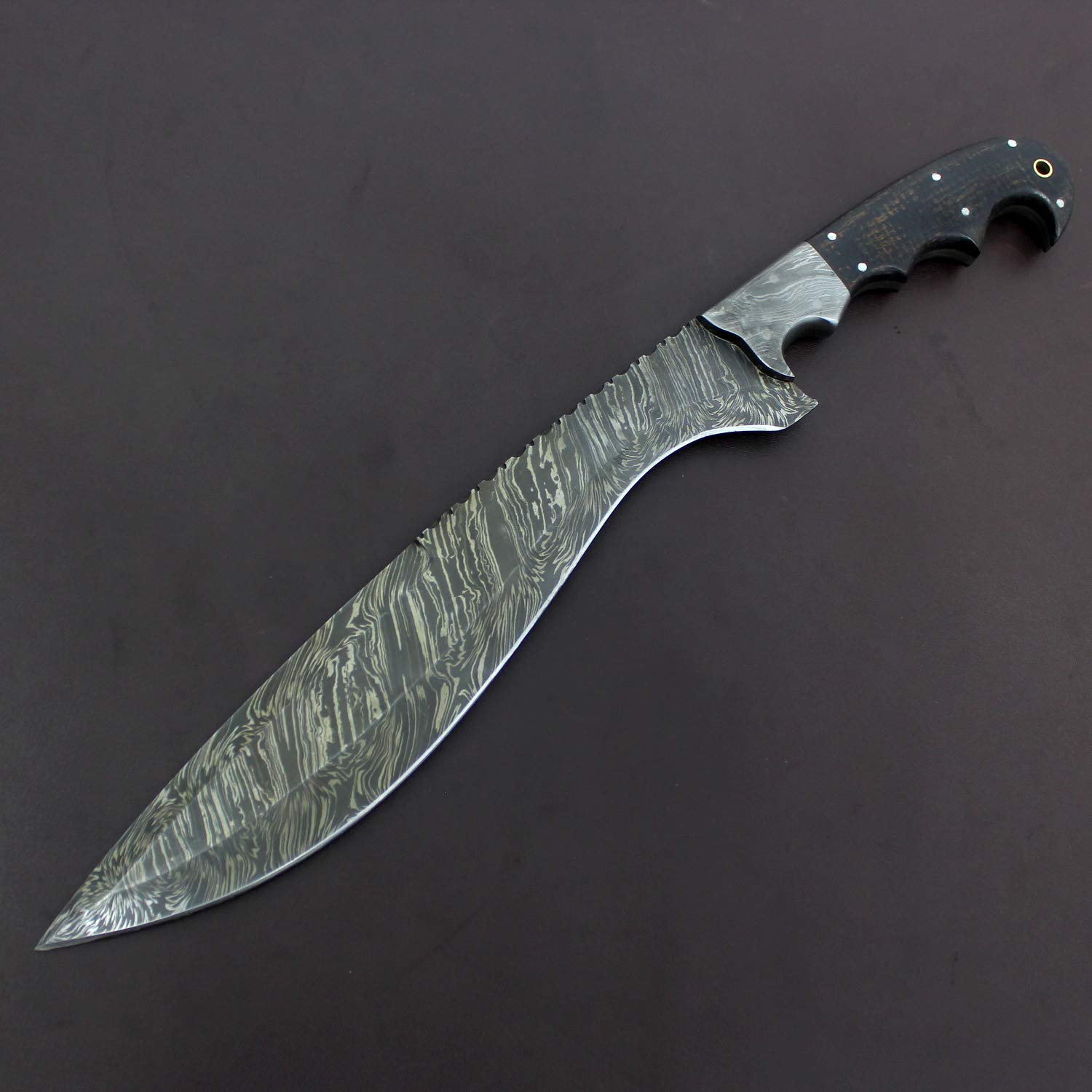 JNR Traders Damascus Steel Full Tang Fixed Blade Hunting Knife with leather Sheath - 6082