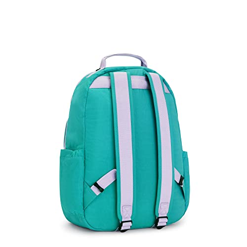 Kipling Women's Seoul 15" Laptop Backpack, Durable, Roomy with Padded Shoulder Straps, Built-in Protective Sleeve, Surfer Blue C, 13.75''L x 17.25''H x 8''D