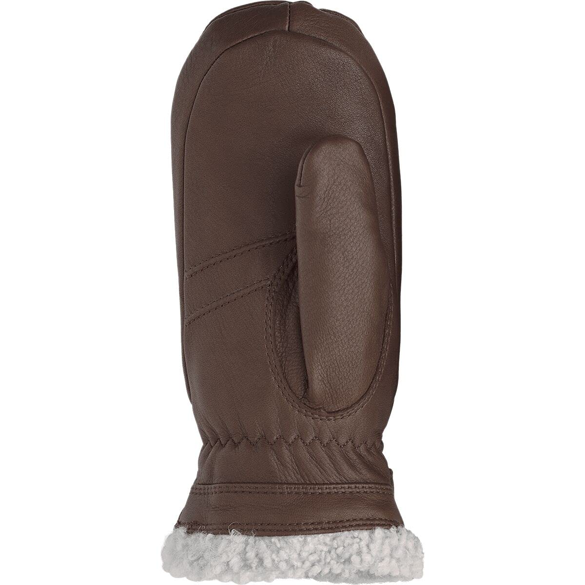 Hestra Women's Gloves Sundborn Slim Fit Winter Leather Mitten with Fur - Dark Brown | 6