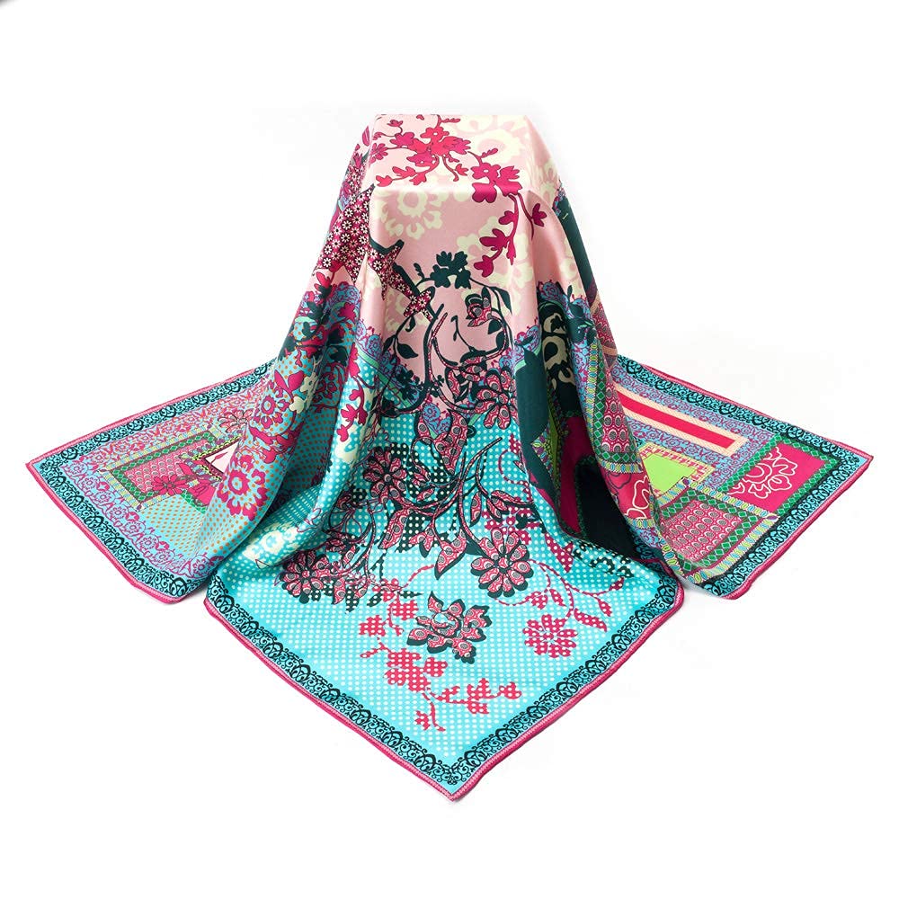 INAINI 100% Mulberry Silk Scarf Hand Rolled Women - Wild Rags Cowboy Scarves for Men - Western Scarf