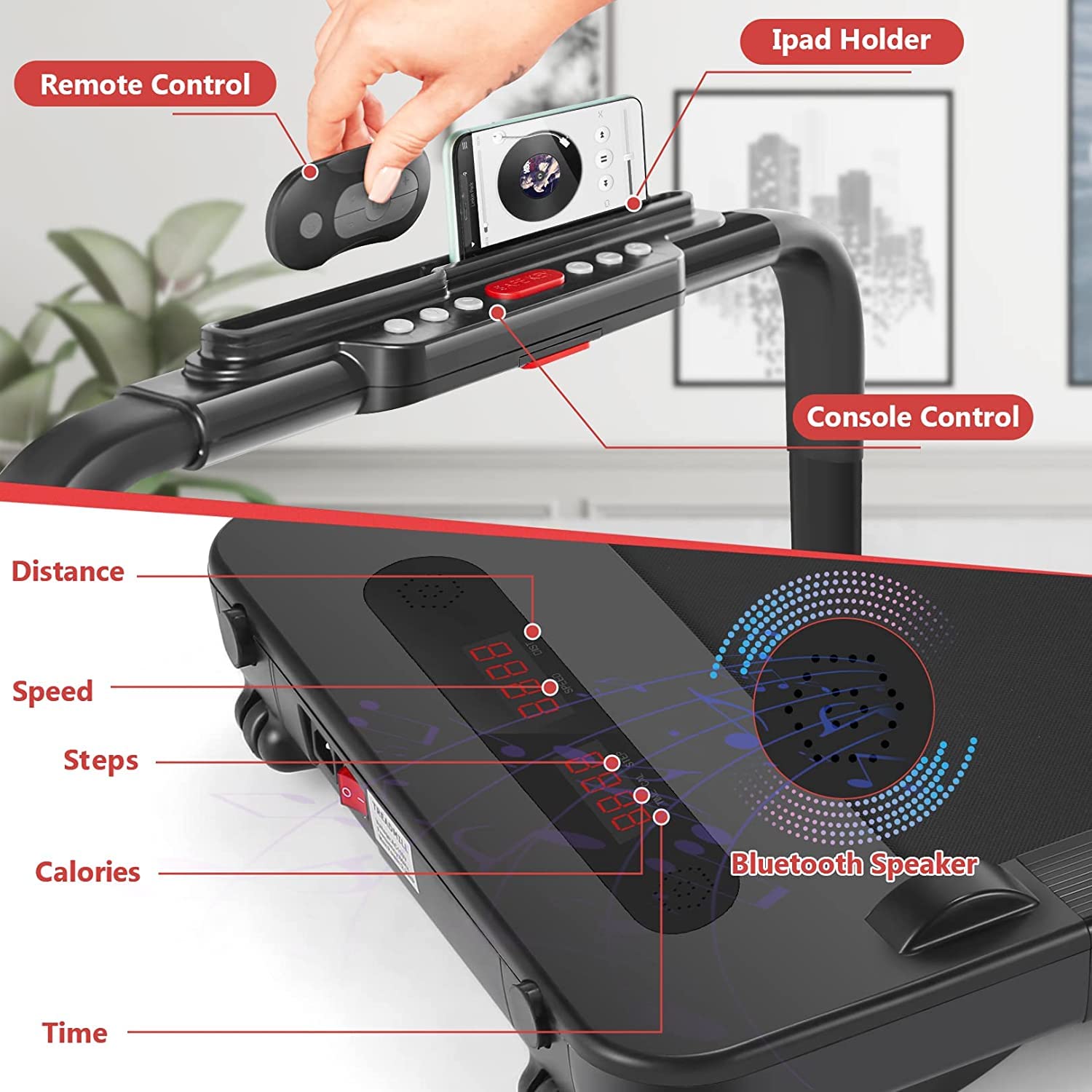 HIROLLOP 2 in 1 Folding Under Desk Treadmill,2.25HP Electric Treadmill with Installation-Free with Remote Control & LED Display,Walking Running Machine for Home Office Gym(Silver)