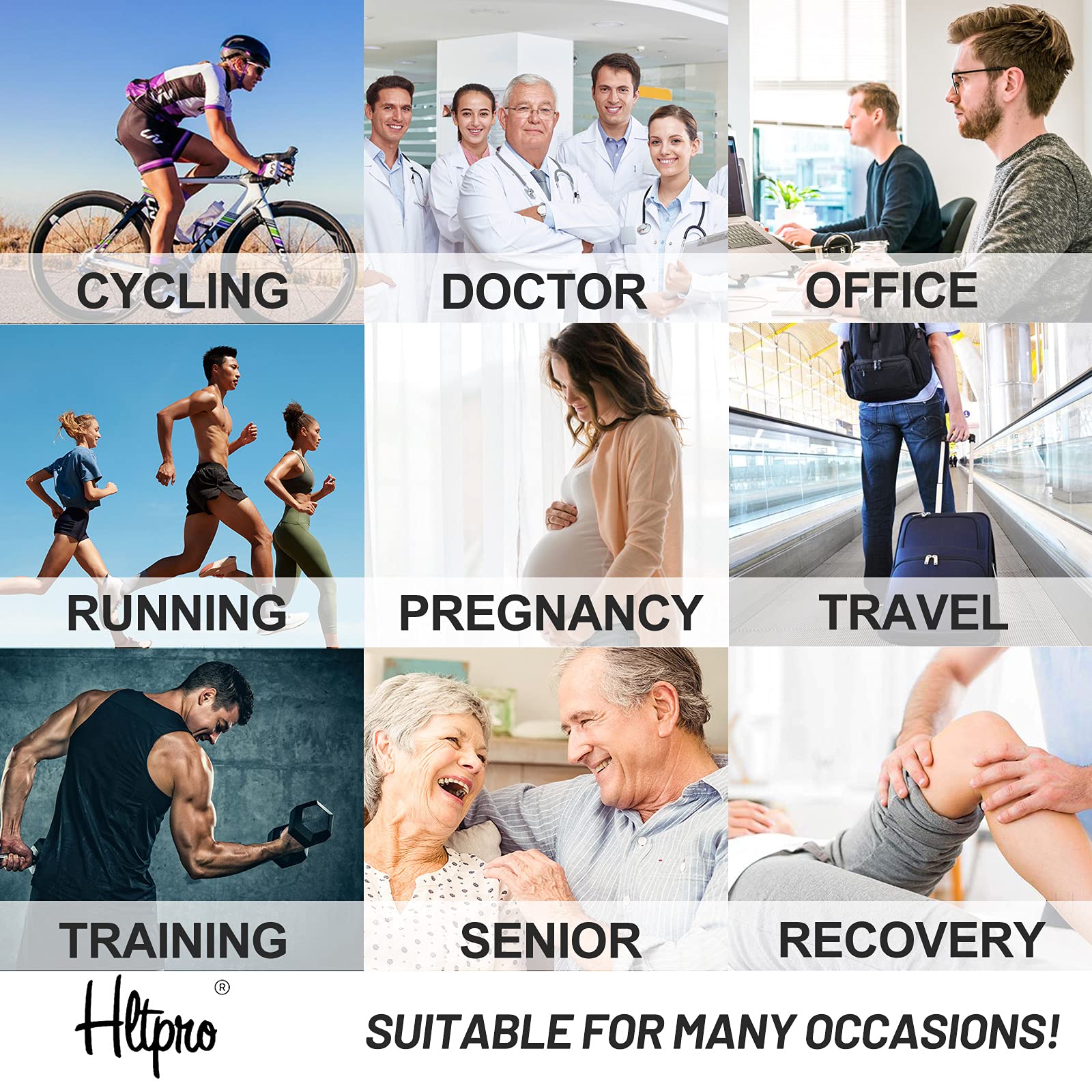 HLTPRO Compression Socks for Women & Men -20-30 mmHg Compression Stockings for Medical, Nurse, Running