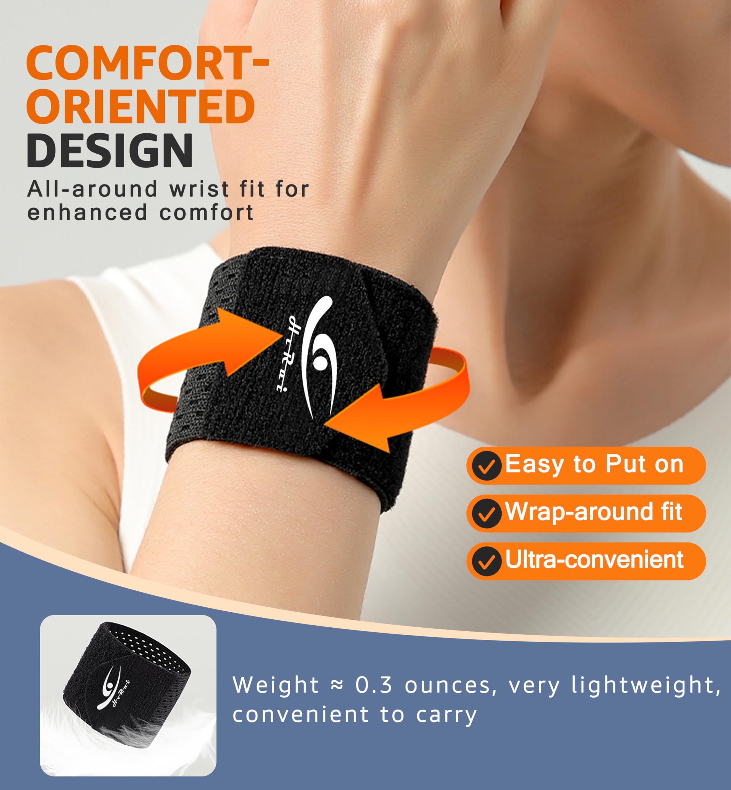 HiRui Wrist Compression Wraps, Wrist Brace Wrist Support for Sports, Mouse Hand, Mother's Hand, Carpal Tunnel Arthritis, Tendonitis - Premium Elastic & Breathable Mesh Fabric (Black, Medium)