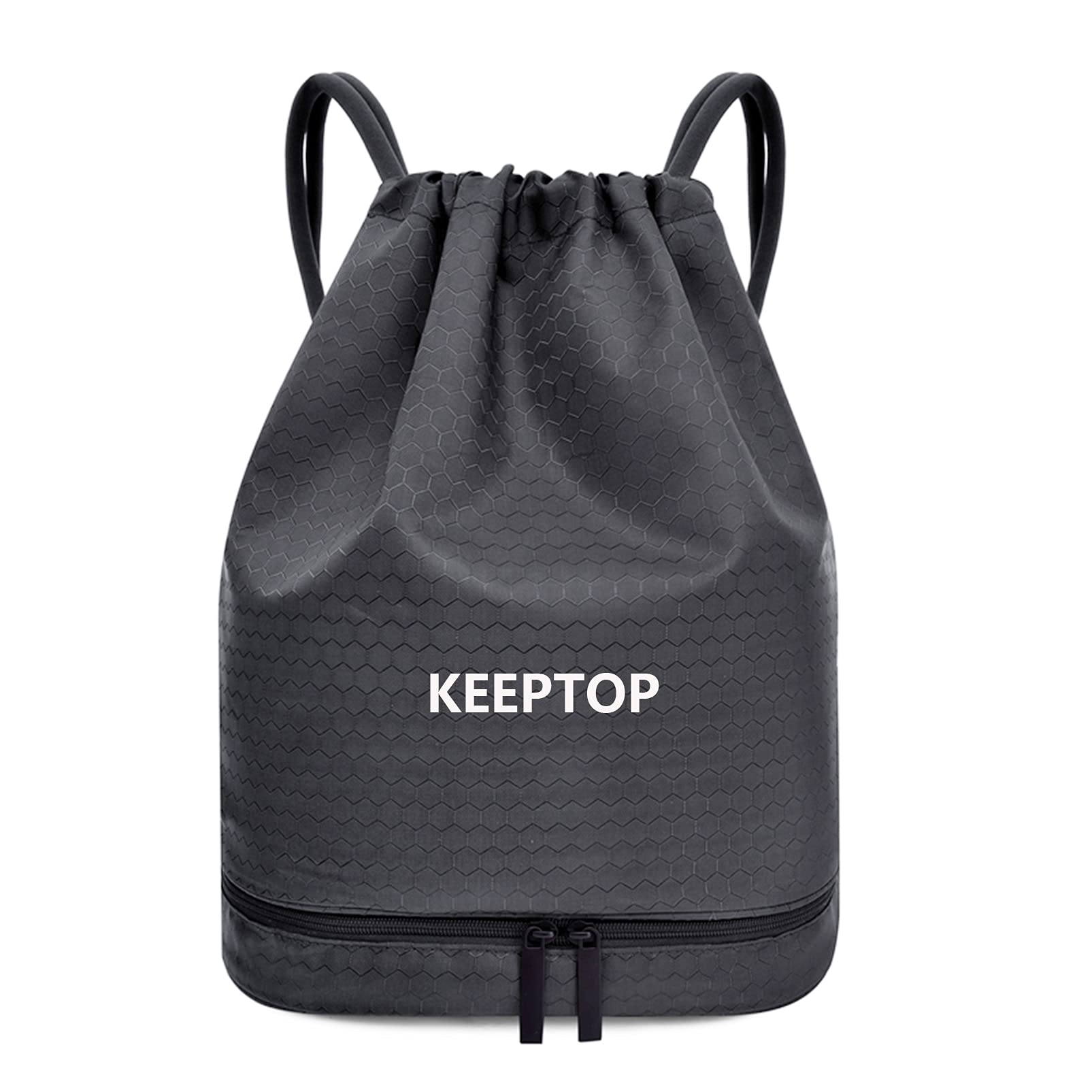 KEEPTOP Waterproof Drawstring swim Bag Sackpack Backpack,Dry Wet Depart,Swimming Gym Yoga Sport Shoulder Rucksack Daypacks Casual Bags (CLASSIC BLACK)
