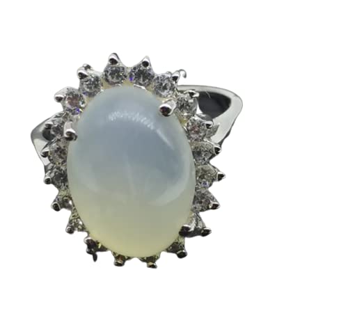 Moonstone And Cz Ring,925 Sterling Silver Ring,Wedding Ring,Promise Ring,Gift for Women,Silver Jewelry (Ring Size-8)