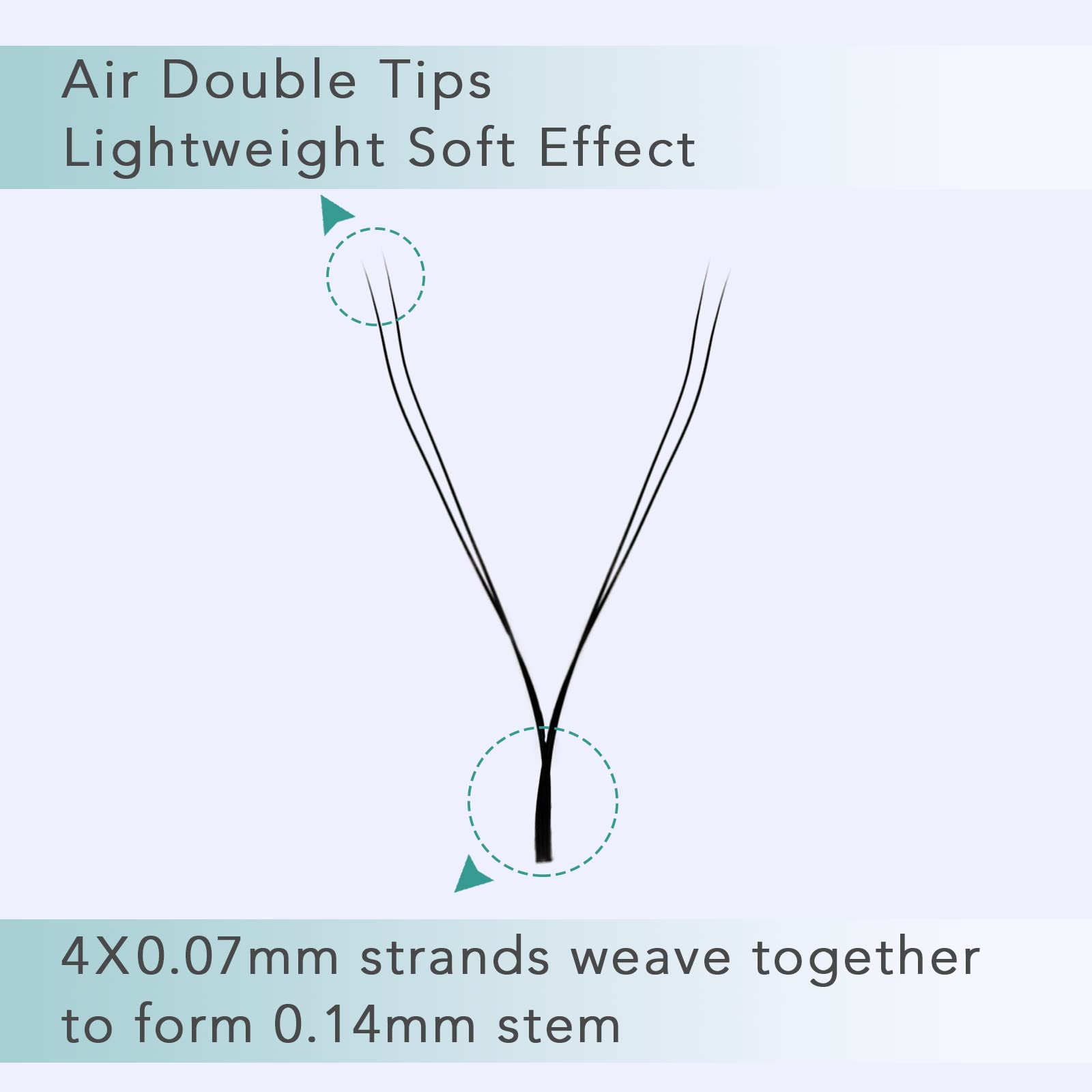 OBEYA Y Lashes Extensions 2D Premade Fans Eyelash Extensions Weave YY Shaped Tips Volume Lash Extensions, Quick Easy Application, Full Fluffy Volume Look, Long Lasting D Curl 0.07mm 8-14mm Mix Tray