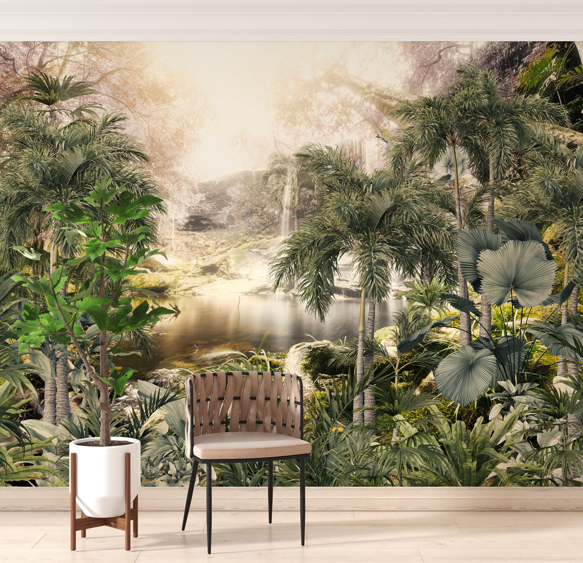 MareWallArt Forest Wallpaper Tropical Tree Wall Mural - Tropical Leaves Wallpaper, Large Photo Wallpaper